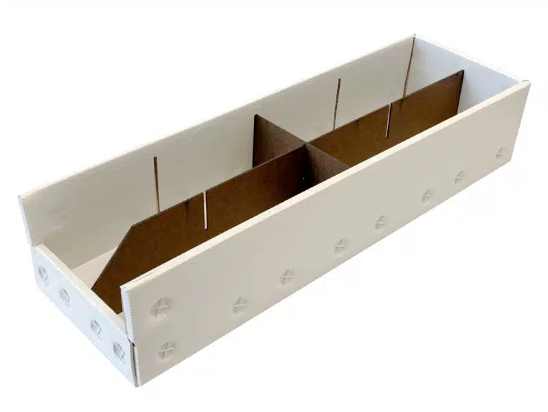 Dividable Hopper Front Containers | Corrugated Plastic Pick Bins